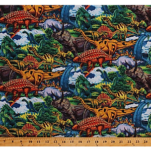 Dinosaurs Cotton Fabric by The Yard