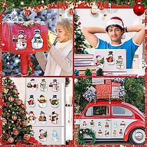 Christmas Snowman Refrigerator Magnets Decoration 12Pcs, Magnetic Holiday Snowman Car Decals Fridge Garage Door Stickers, Waterproof Decorative Xmas Snowman Magnet Accessories for Party Decor