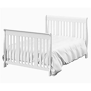 Pemberly Row 4-in-1 Convertible Crib and Changing Table Combo in White, Three Level Adjustable Mattress Height, Easily Converts to Toddler Bed or Day Bed