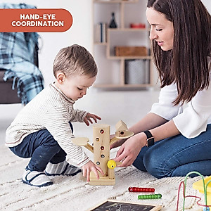 JOJO Fine Motor Skills Toy for Toddlers Montessori Wooden Toys Magnetic Bird Toy Set Woodpecker Catching Bug Game for Boy and Girl Early Preschool Learning Toys Educational Gift 2 3 4 5 Years Old