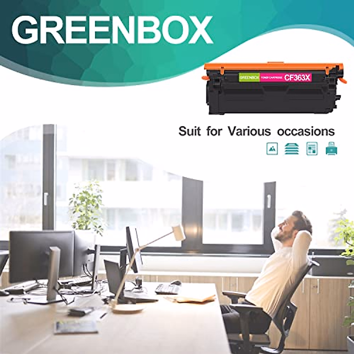 GREENBOX Compatible 508X Magenta High-Yield Toner Cartridge Replacement for HP 508X 508A CF363X Toner for M553dn M553x M553n M552dn M553 M577 M577Z M577dn M577f M577c Printer (9,500 Pages, 1 Magenta)