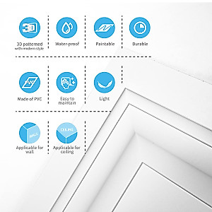 Art3d 12-Pack Square Drop Ceiling Tile 2ft x 2ft in White, PVC Ceiling Panel 24 x 24in. - Compatible with 15/16" Drop Ceiling Grid System