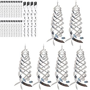 Hausse 30 Pack Reflectors Scare Rods & 6 Pack Spiral Reflectors Silver Mylar Spinner