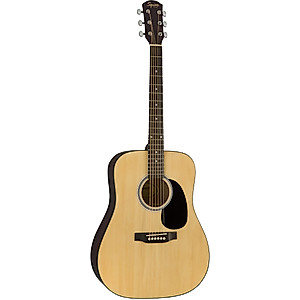 Fender Squier Dreadnought Acoustic Guitar - Natural Bundle with Gig Bag, Strap, Strings, Picks, Fender Play Online Lessons, and Austin Bazaar Instructional DVD