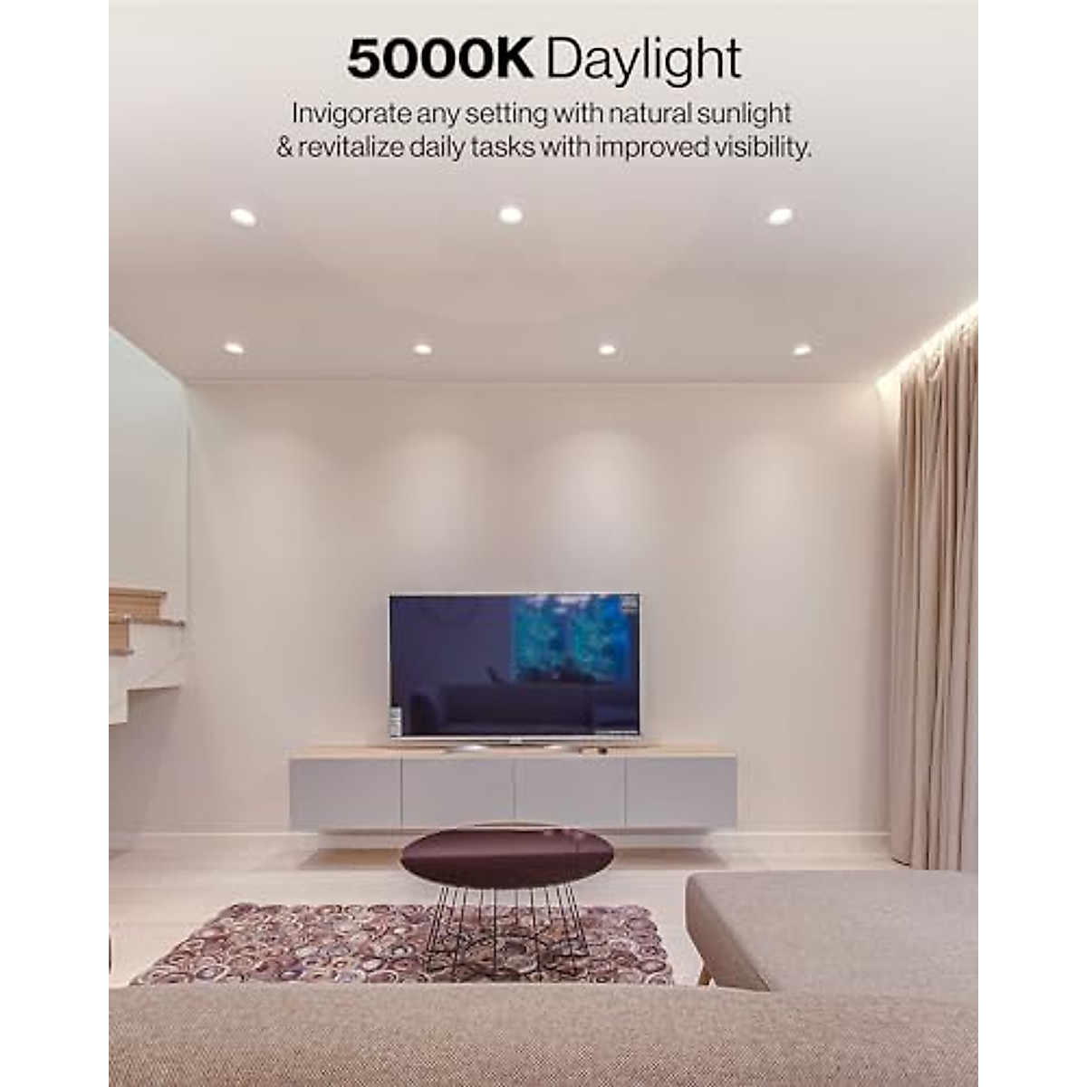 Sunco 10 Pack Retrofit LED Recessed Lighting 4 Inch, 5000K Daylight, Dimmable Can Lights, Baffle Trim, 11W=60W, 660 LM, Damp Rated - ETL