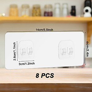 Prasacco 8 Pcs Adhesive Hooks Strong Shower Shelf Hooks Double Claw Wall Hooks Sticker Hooks for Shower Caddy Basket Kitchen Bathroom