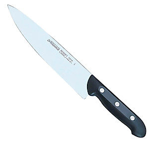 ARCOS Chef Knife 8 Inch Stainless Steel. Multi-use Professional Cooking Knife for Cutting Meat and Vegetables. Ergonomic Polyoxymethylene Handle and 215mm Blade. Series Maitre. Color Black