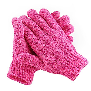 Exfoliating Shower Bath Gloves【4 Pair】Double Side Durable Nylon Shower Gloves Body Scrub Exfoliator & Bathing Accessories for Men,Women & Kids Bath Scrubber for Acne & Dead Cell