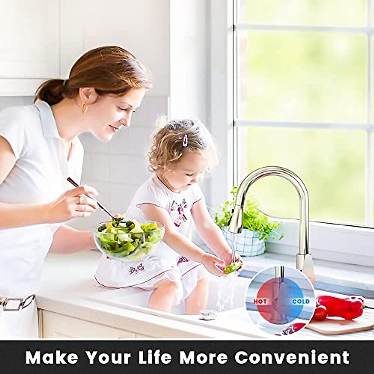 YASFEL Faucet for Kitchen Sink - Modern High Arc Pull Down Kitchen Faucets Brushed Nickel, Single Handle Stainless Steel Kitchen Sink Faucets with Pull Down Sprayer