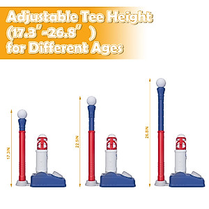 EagleStone 2 in 1 T Ball Set for Kids 3-5, Tee Ball Set for Toddlers with Step on Pitching Machine, Adjustable Batting Tee, Tball Bat and 6 Balls, Outdoor Baseball Christmas Toy Gift for Boys & Girls