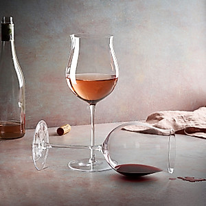 Extra Large Crystal Wine Glasses with Stem - Elegant Wide Rim Stemware Giant Red Wine Glasses - Patented Stemmed Long Wine Glasses for Unique Modern Wine Glass Gifts, Set of 2-32oz.