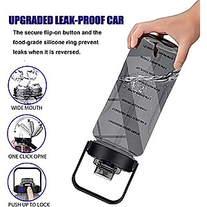 Rewfig Half Gallon Water Bottle with Sleeve & Strap 64 OZ Motivational Water Bottle with Straw & Time Marker to Drink Leakproof Tritan BPA Free Workout Gym Sport Water Jug, Sports Bottle