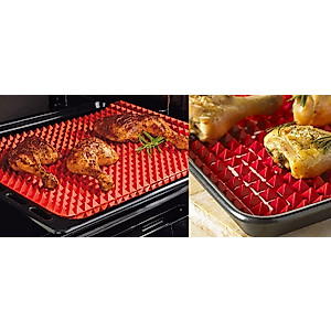 Top Pyramid Pan | 16 x 11 inches Large Red Pyramid / Raised Cone Shaped Healthy Silicone Mat for Cooking, Baking and Roasting | Superb Non-Stick Food Grade Silicone | Dishwasher Safe Series