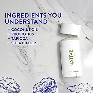 Native Deodorant | Natural Deodorant for Women and Men, Aluminum Free with Baking Soda, Probiotics, Coconut Oil and Shea Butter | Coconut & Vanilla, Lavender & Rose, Eucalyptus & Mint