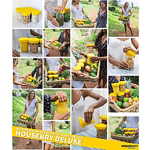 HOUSERRY DELUXE Easy-Grip Easy-Open 100% Silicone Mason Jar Lid - 3 pcs (WIDE MOUTH, YELLOW)