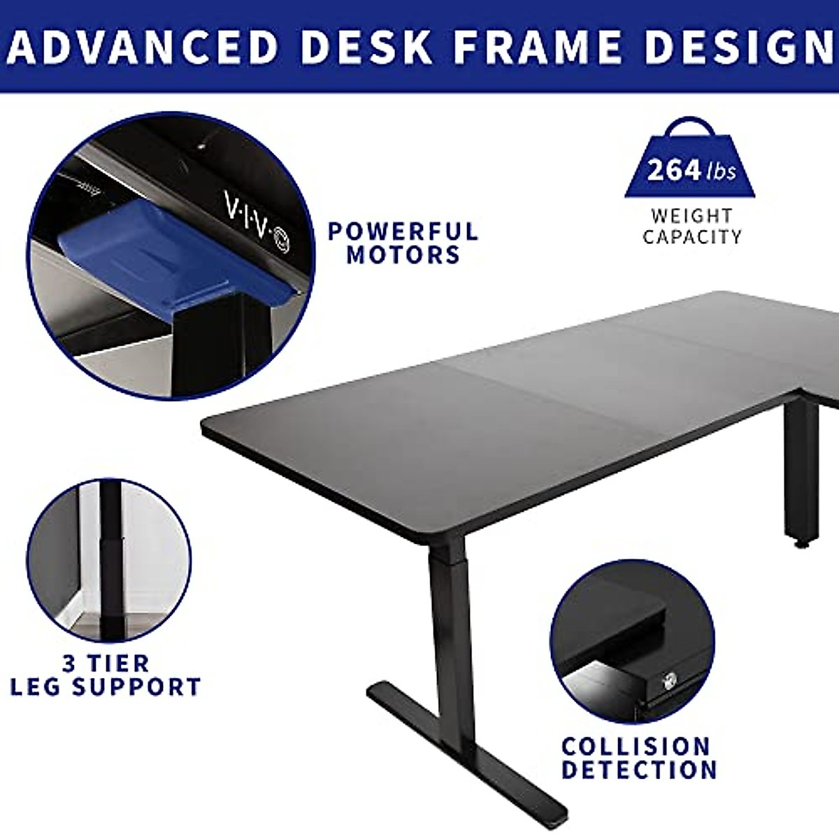 VIVO Electric Height Adjustable 77 x 71 inch Corner Stand Up Desk, 2 Black 30 inch Deep Table Tops, Black Frame, Memory Controller, L-Shaped Standing Workstation, DESK-KIT-3E7B