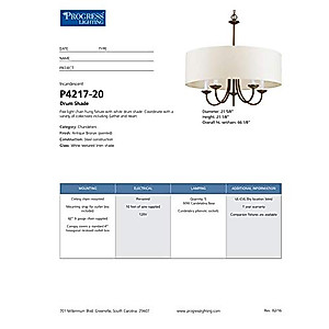 Drum Shade Collection 5-Light White Textured Linen Shade Farmhouse Chandelier Light Antique Bronze