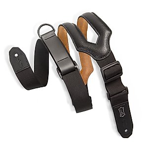 Levy's Leathers Right Height Guitar Strap with RipChord Quick Adjustment Technology; 3" Wide Ergonomic Padded Leather - Black (MRHSS-BLK)