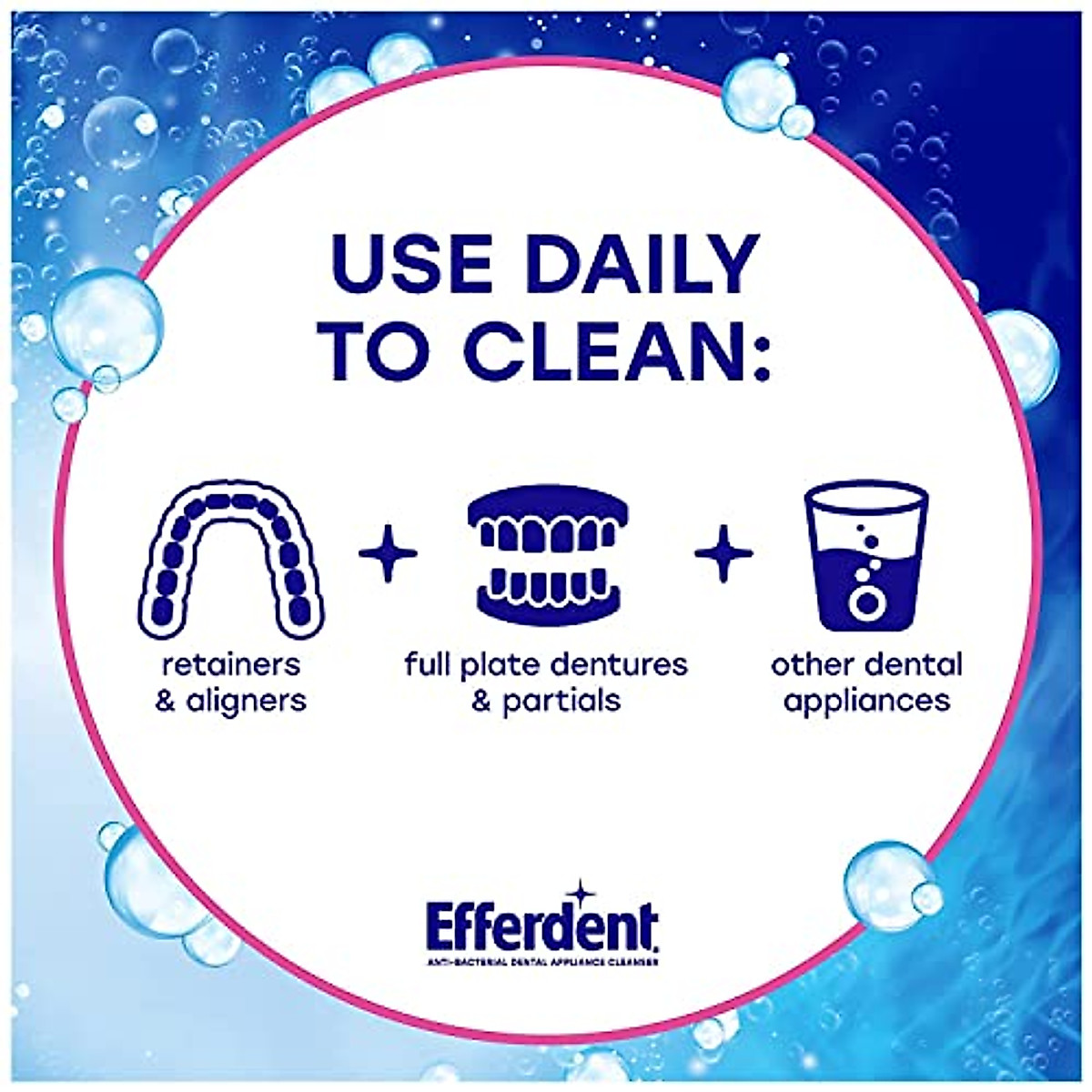 Efferdent Denture & Retainer Cleanser Tablets, Essential Clean, 20 Tablets (Pack of 4)