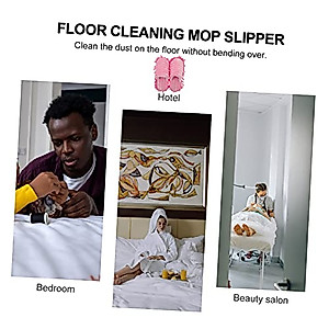 IWOWHERO 1 Pair Womens Duster Fuzzy Slippers for Women Household Vacuum Cleaners Detachable Mopping Shoes Floor Cleaning Slippers Mop Slipper Shoes Sandals Small Mop Sweeper Miss The Lazy