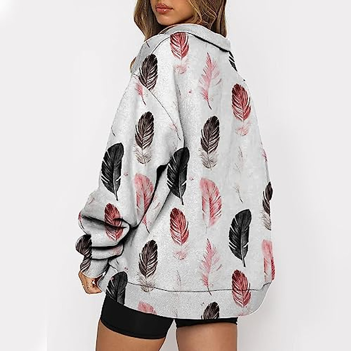 Kiosan Women'S Black Hoodie Women'S Fashion Hoodies & Sweatshirts Women's Printed Fashion Casual Pocket Long Sleeved Zippered Collar (E4-Pink, S) Gifts For Girls gifts for 18 year old girl