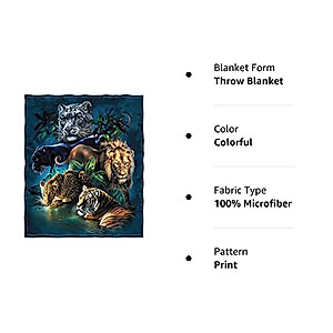 HommomH 60"x80" Blanket Soft Fluffy Fleece Throw for Sofa Bed Tiger Leopard Lion