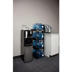 Bottle Buddy Water Racks - 3 and 5 Gallon Bottles - 4-Tray Jug Storage System - Free-Standing Organizer for Home, Office, Kitchen, Warehouse - Black