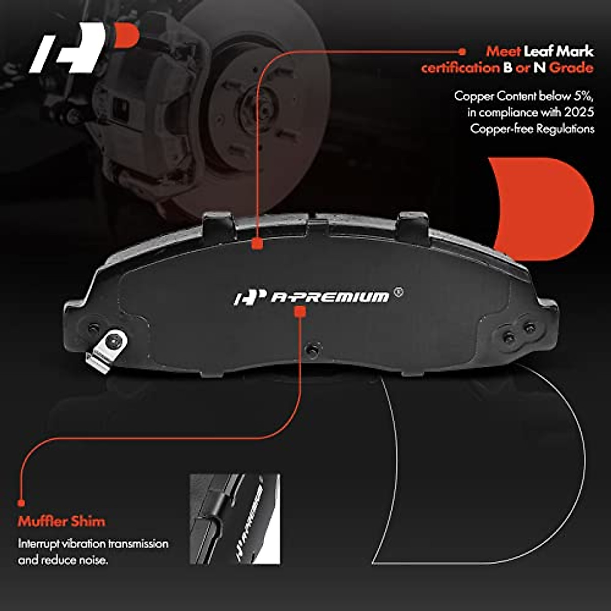 A-Premium Front & Rear Disc Brake Calipers with Ceramic Pads Compatible with Ford F-150 1999-2003 & Lincoln Blackwood 2002-2002 12-PC Set