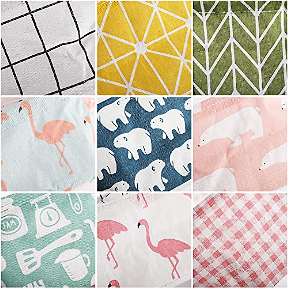 Lawei 9 Pack Mini Canvas Storage Bins - Collapsible Canvas Shelf Basket Nursery Organizer Boxwith Handles for Nursery Kids Bathroom Home Office