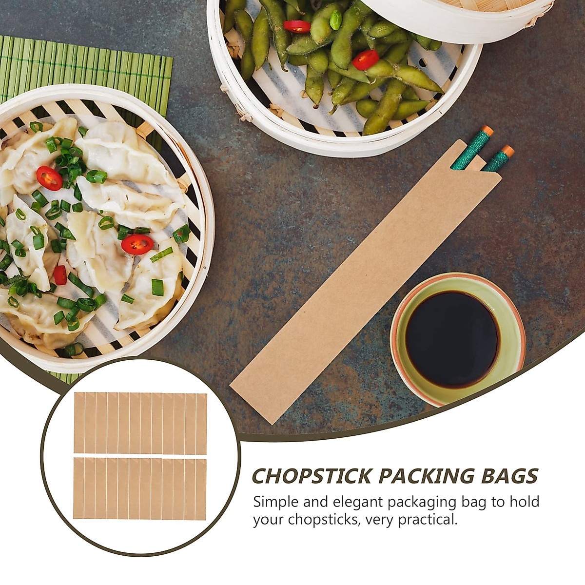 Disposable Chopsticks Silverware Sleeves 200Pcs Chopsticks Takeout Sleeve, Chopsticks Paper Bag, Disposable Chopsticks Packing Sleeves ( Light Brown ) Disposable Chopsticks Brown Paper Bags