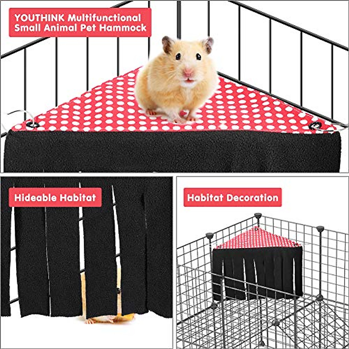 YOUTHINK Rat Beds, Hideout for Guinea Pigs Pet Cage Hammock Fit for Rats Hamsters Hedgehog Ferrets Chinchillas Bunny Mice Small Animals