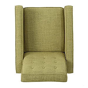 Christopher Knight Home Mervynn Mid-Century Modern Fabric Recliner, polyester, Muted Green / Dark Espresso