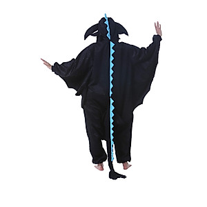 DarkCom Unisex Adult Animal Halloween Costume Cosplay Black Dragon Onesie One Piece Christmas Pajamas Sleepwear X-Large
