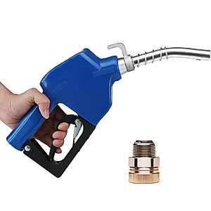 VEVOR Automatic Fuel Nozzle, 3/4' NPT Inlet Thread & 13/16' Spout, 11 GPM Max Flow Rate, Auto Shut Off, Aluminum & PVC Gas Pump Handle with 360° Swivel for Gasoline Diesel Kerosene Biodiesel, Blue,