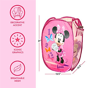 Disney Minnie Mouse Pop Up Hamper with Durable Carry Handles, 21" H x 13.5" W X 13.5" L