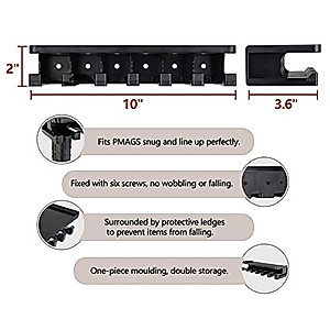Adoreal Solid ABS Standard PMAG Rack Wall Mount with Storage Shelf, 4 Slots Gun Rack Wall Mount