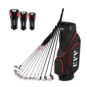KVV Men’s Complete Golf Clubs Package Set Includes Driver, Fairway, Hybrid, 5#-P# Irons, Putter, Stand Bag, Head Covers, Right Handed