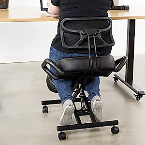 DRAGONN by VIVO Ergonomic Kneeling Chair with Back Support, Adjustable Stool for Home and Office with Angled Seat for Better Posture - Thick Comfortable Cushions, Black, DN-CH-K02B