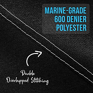 SereneLife Waterproof Boat Bimini Top Cover-61-66'W 3 Bow Bimini Top Canvas Sun Shade Boat Canopy-1' Double Wall Aluminum Frame Tube,2 Straps 2 Rear Support Poles,Storage Boot-SLBT3BK661(Black)