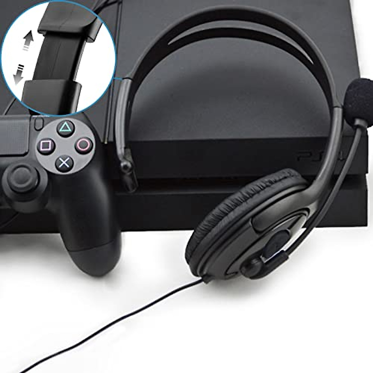 Joso Wired One Ear Headset for PS4, 3.5mm Single Ear Headphone Headset for PS5, Nintendo Switch, PC, iPad, Mac, Tablet and Phone with 3.5mm Jack, Office Business, Coach Headset, Gaming, Remote Work