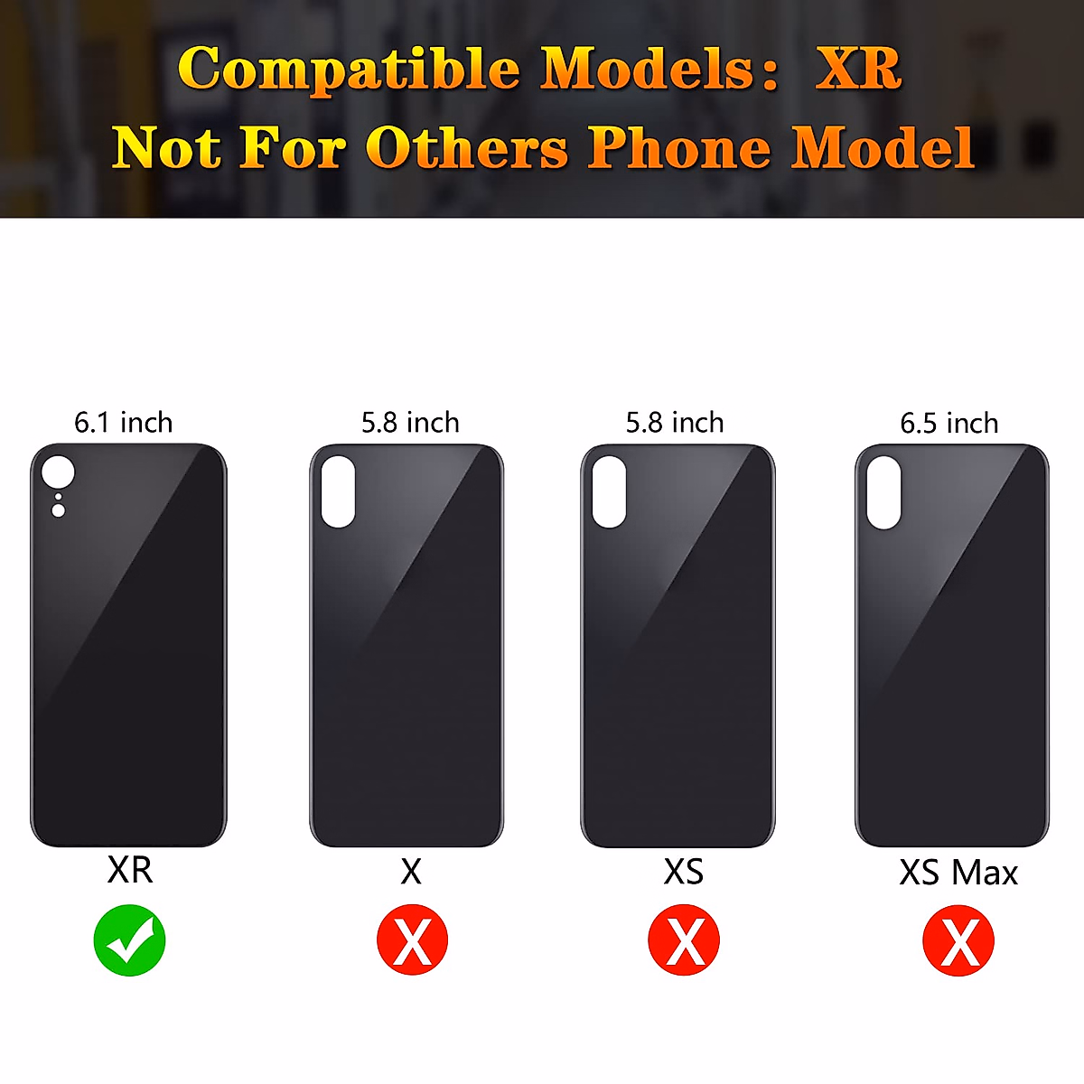 ReuWeu Back Glass Cover Replacement Compatible with iPhone XR 6.1" + Professional Tools (Yellow)