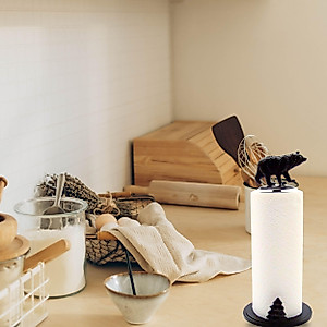 Bear Metal Paper Towel Holder Cabin Lodge Rustic Style