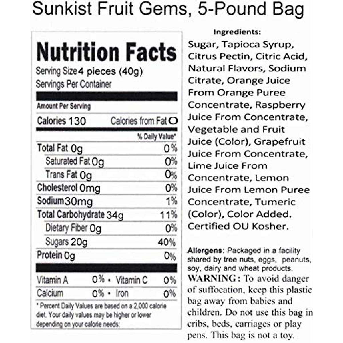 Sunkist Fruit Gems, 5-Pound Bag