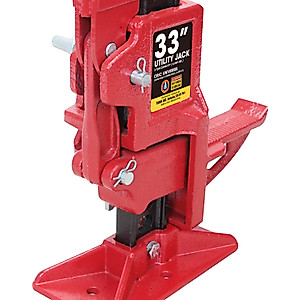 Torin ARA9446T 33" Ratcheting Off Road Utility Farm Jack, 3 Ton (6,000 lb) Capacity, Red