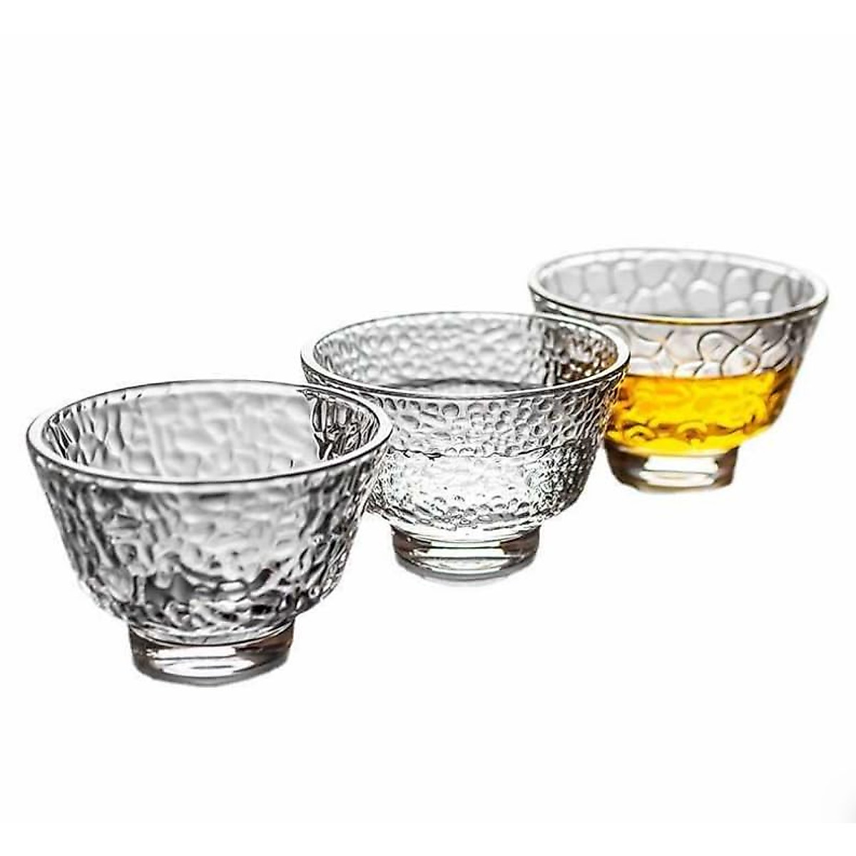 Rikyo 6 Pcs Sake Tea Cups,Heat Resistant Glass Teacup,Mini Espresso Cups,Kung Fu Tea Set,Small Chinese Tea Cup,50ml 1.69 Oz No Handles,Handmade Japanese Cold Sake Sushi Wine Tea Cup