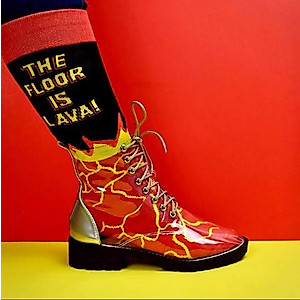 The Floor Is Lava Socks Funny Novelty Crazy Fun Gift for Him Sarcastic Saying (Red) - Mens (7-12)