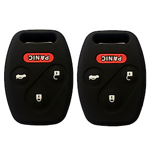 Ezzy Auto A Pair Black Silicone Rubber Keyless Entry Remote Key Fob Case Skin Covers Protector for Honda 3+1 Buttons