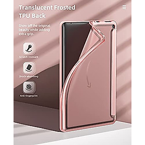 MoKo Case Fits All-New Kindle Fire HD 10 & 10 Plus Tablet (11th Generation, 2021 Release) 10.1", Soft TPU Translucent Frosted Back Cover Protector Multi-Angle Smart Shell, Auto Wake/Sleep, Rose Gold