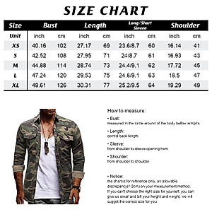 chouyatou Men's Military Style Short/Long Sleeve Camo Printed Button Down Shirt (Large, Green Short)