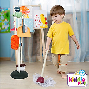 Kiddie Play Kids Cleaning Set for Toddlers Pretend Play for Toddlers to Sweep Up Home & Kitchen with The Broom and Mop 8 Pcs Cleaning Toys